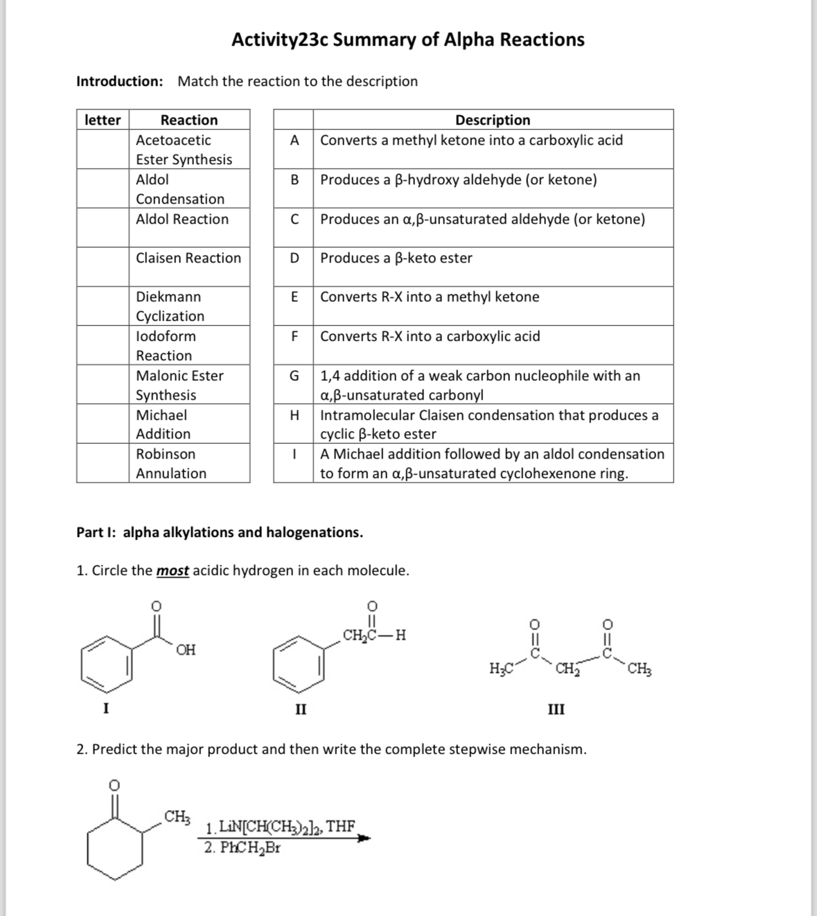 Solved Activity23c Summary of Alpha ReactionsIntroduction: | Chegg.com
