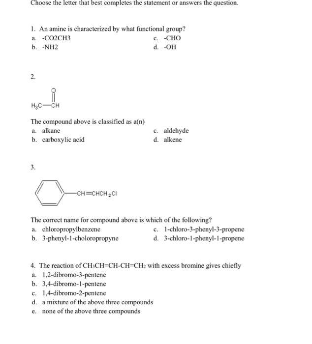 Solved Which of the following is the correct name for the | Chegg.com