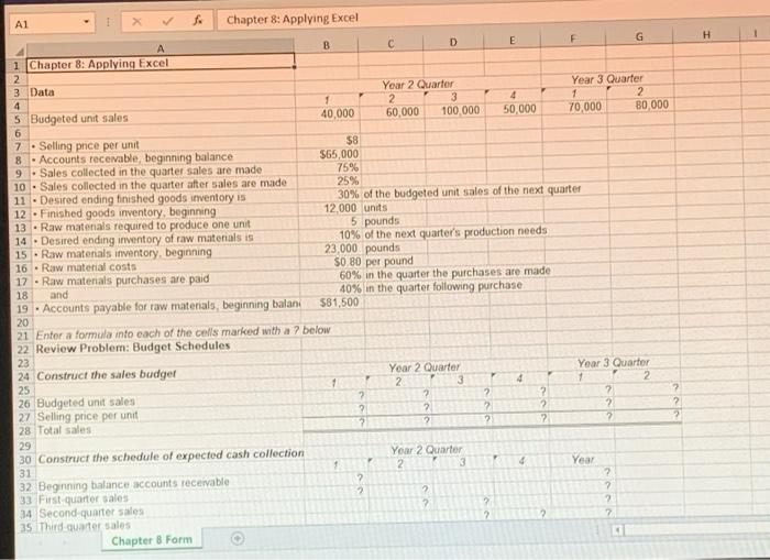 Solved Required information Chapter 8: Applying Excel | Chegg.com