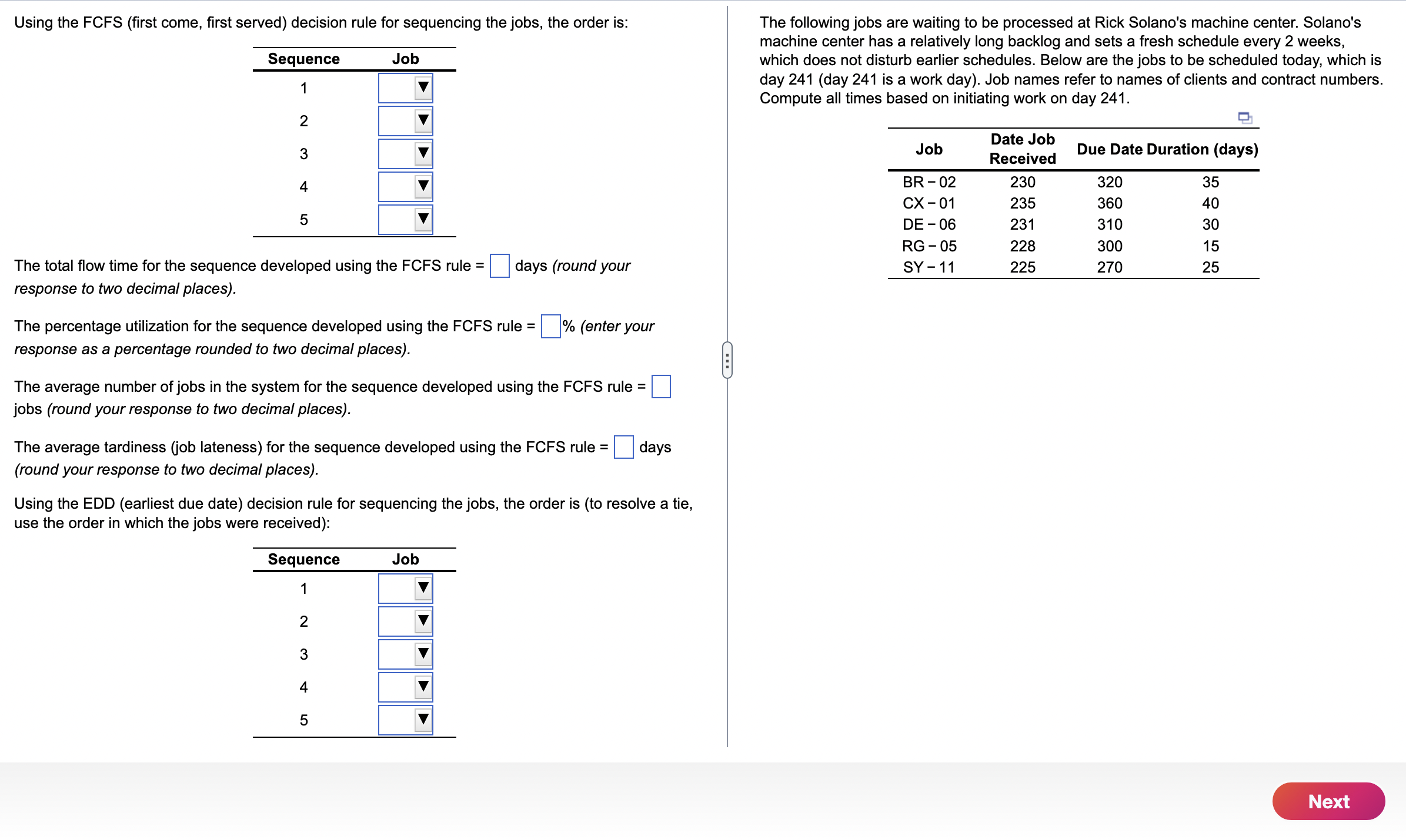 Solved Using the FCFS (first come, first served) ﻿decision | Chegg.com