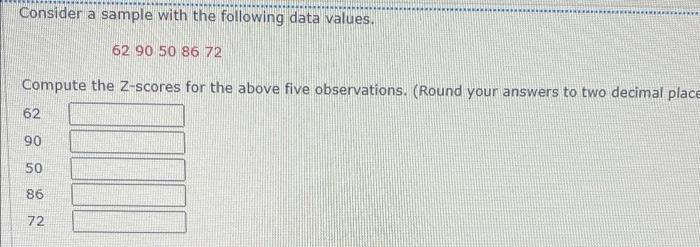 Solved Consider a sample with the following data values. 62 | Chegg.com
