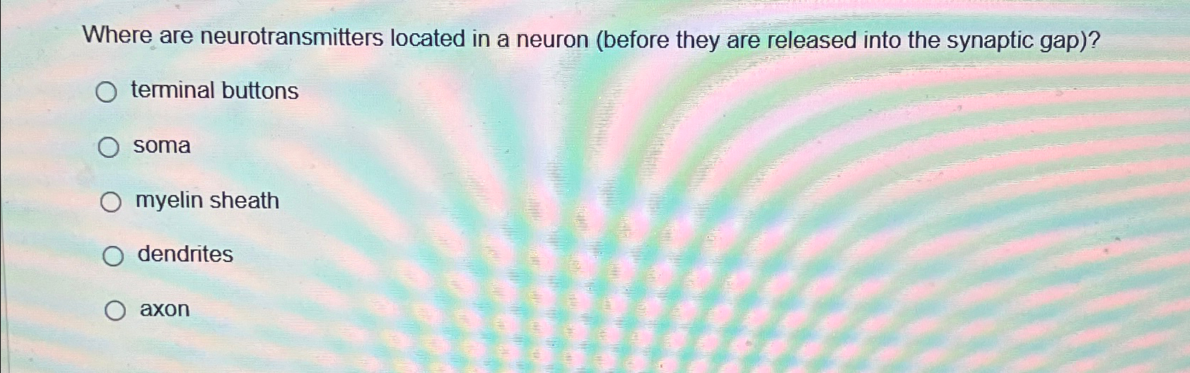 Solved Where are neurotransmitters located in a neuron | Chegg.com