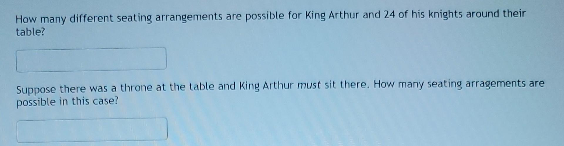 Solved How many different seating arrangements are possible | Chegg.com