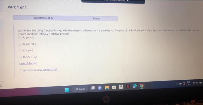Solved choice condition (Mesxy = relative prices)? A. yfx=2 | Chegg.com