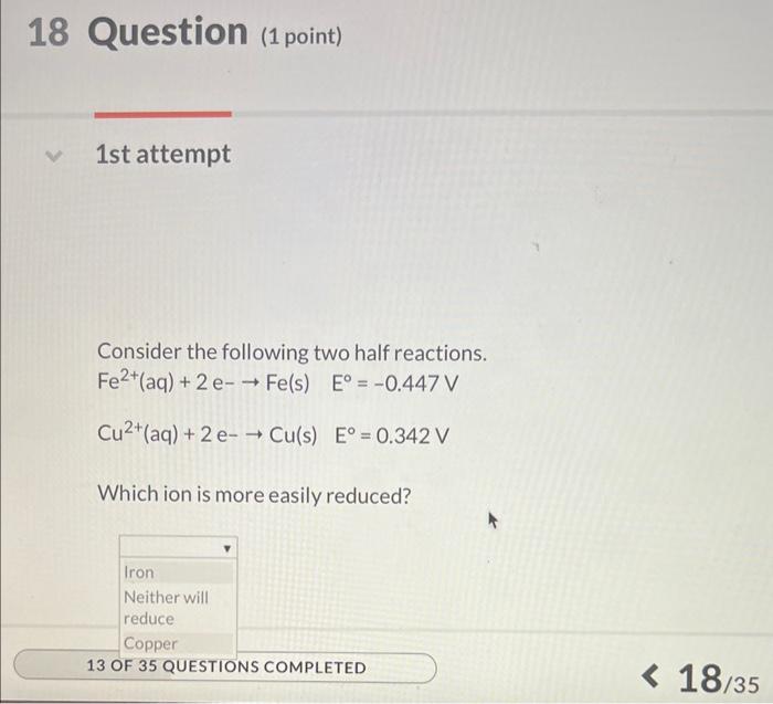 Solved 1st attempt Consider the following two half | Chegg.com