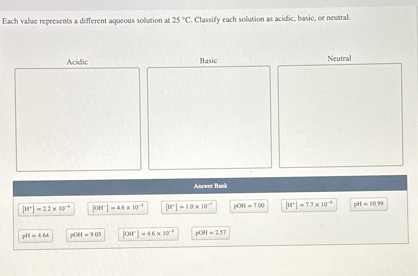 Solved Each value represents a different aqueous solution at | Chegg.com