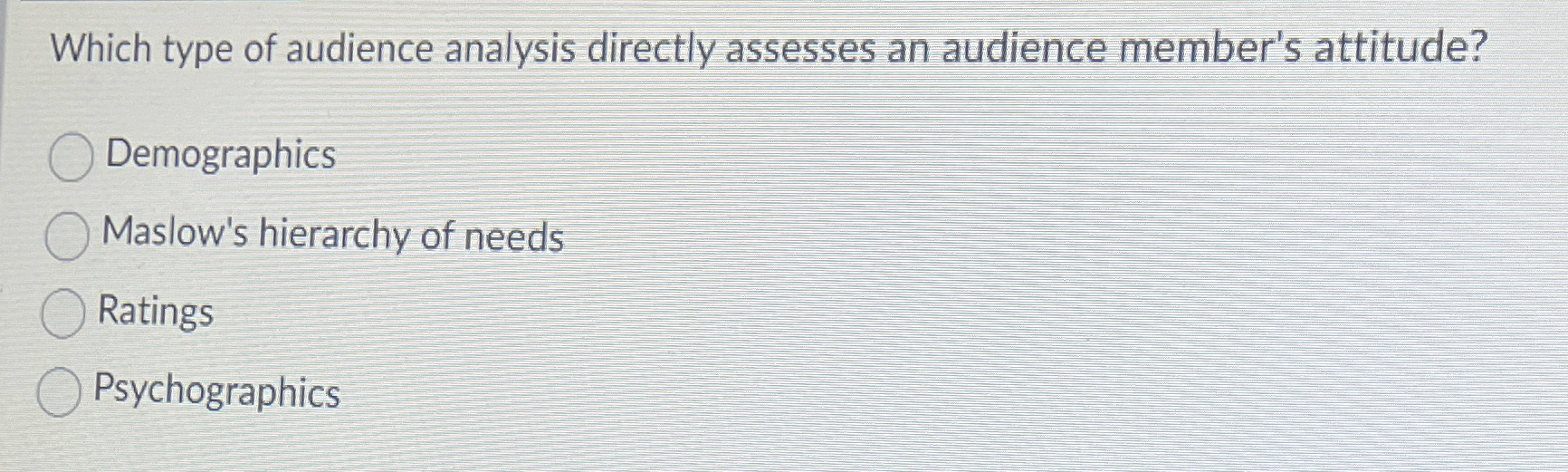 Solved Which type of audience analysis directly assesses an | Chegg.com