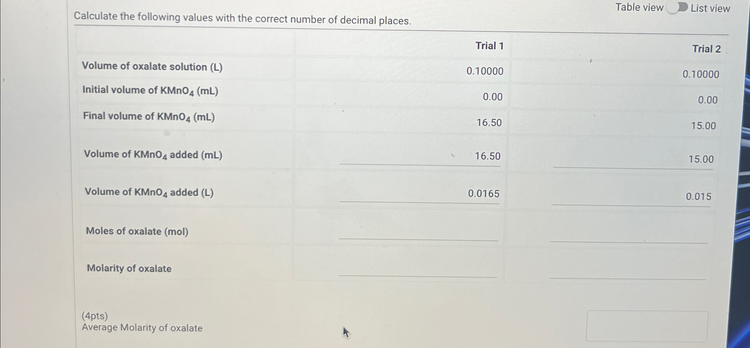 Solved Calculate the following values with the correct | Chegg.com
