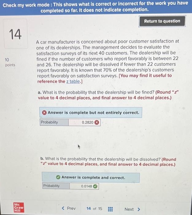 Solved Check my work mode: This shows what is correct or | Chegg.com