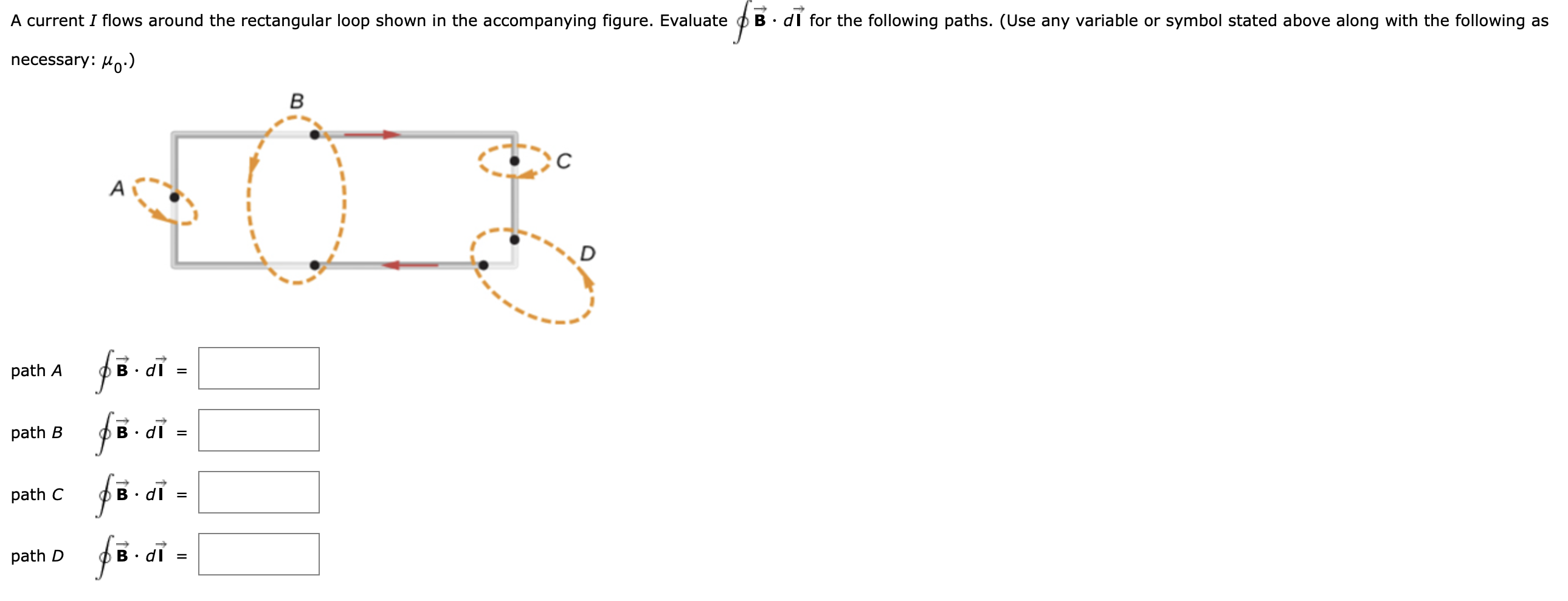 Solved A current I flows around the rectangular loop shown | Chegg.com