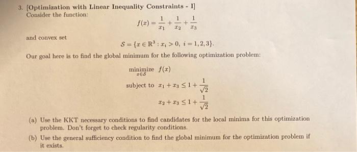 Solved 3. [Optimization with Linear Inequality Constraints - | Chegg.com