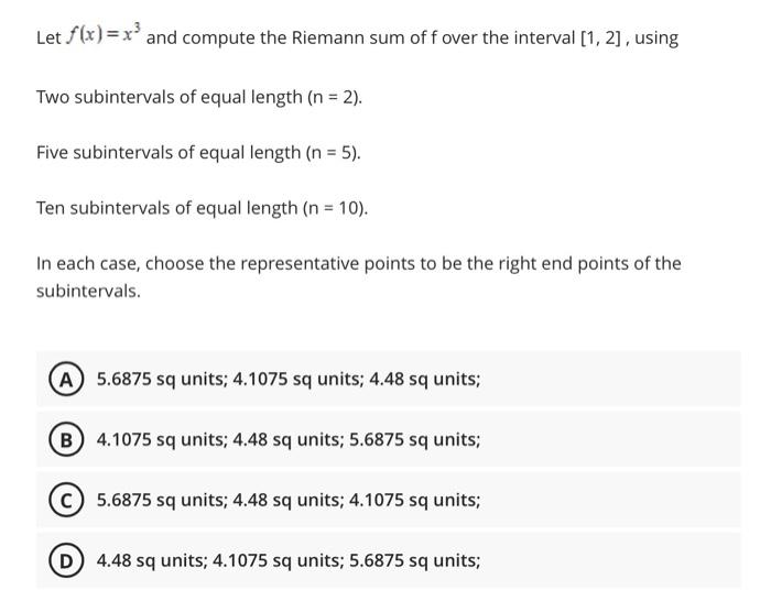 Solved Let f(x)=x* and compute the Riemann sum of fover the | Chegg.com