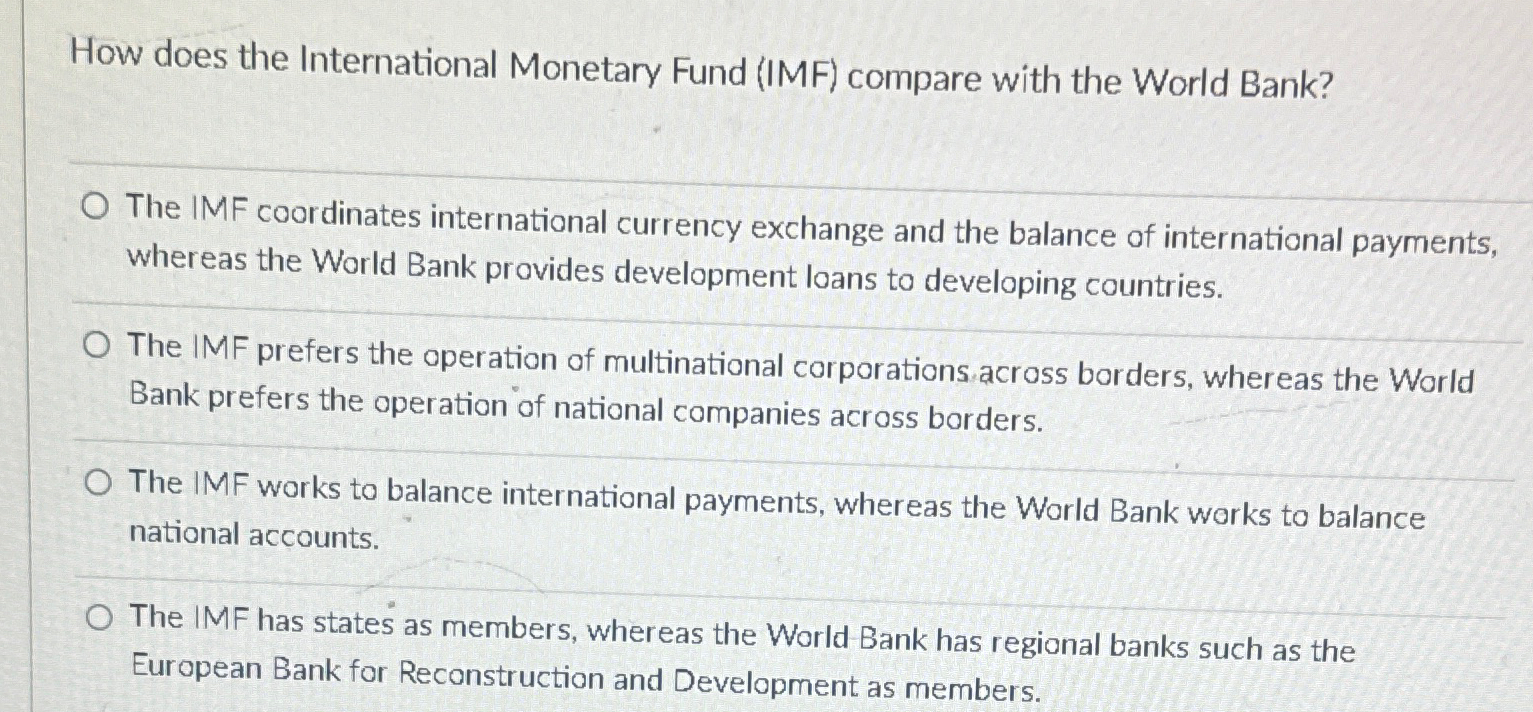 Solved How does the International Monetary Fund (IMF) | Chegg.com