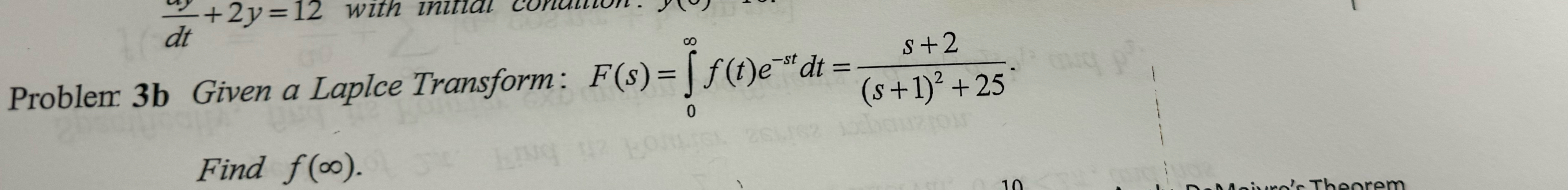 Solved Problem 3b Given a Laplce Transform: | Chegg.com