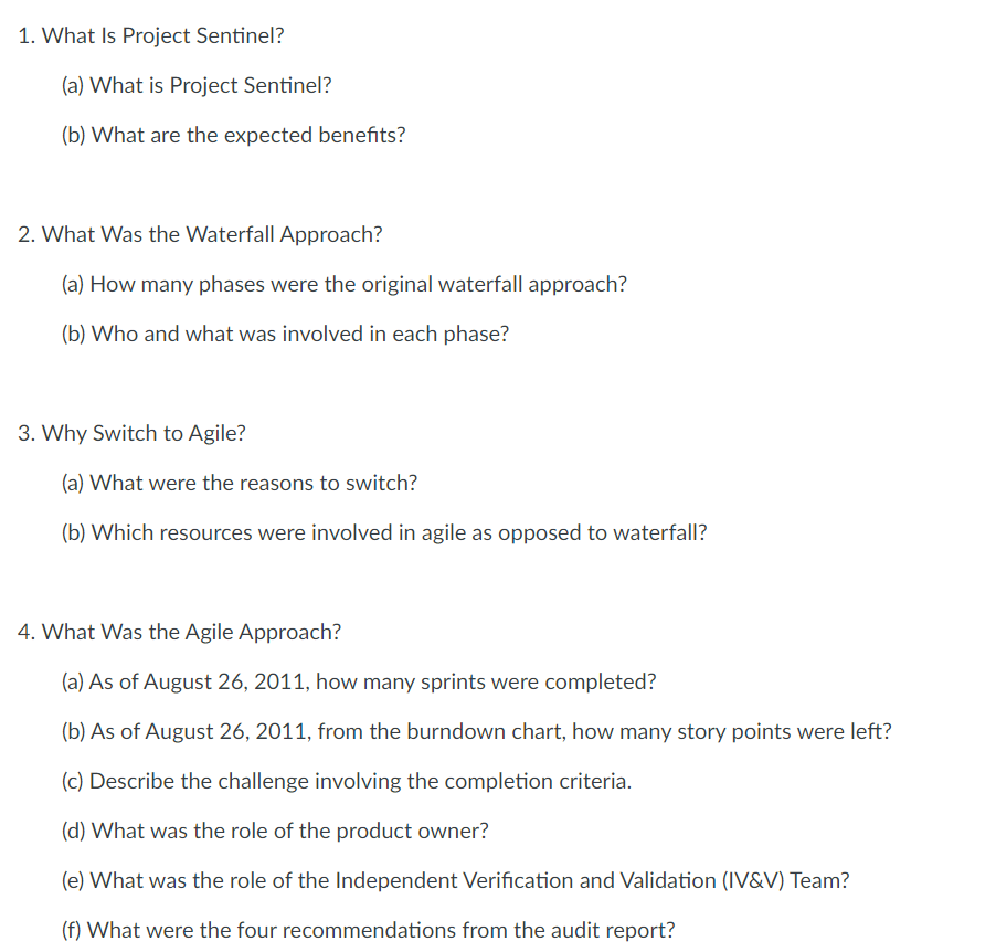 Solved What Is Project Sentinel?(a) ﻿What is Project | Chegg.com