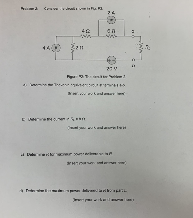 Solved Problem 2: Consider the circuit shown in Fig. P2. 2 A | Chegg.com