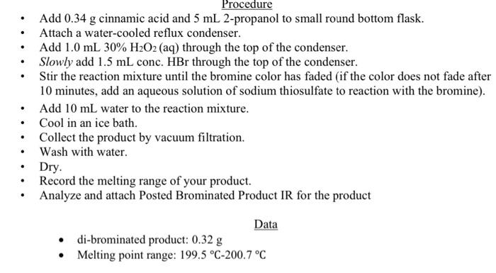 Solved In this lab we will brominate cinnamic acid. | Chegg.com