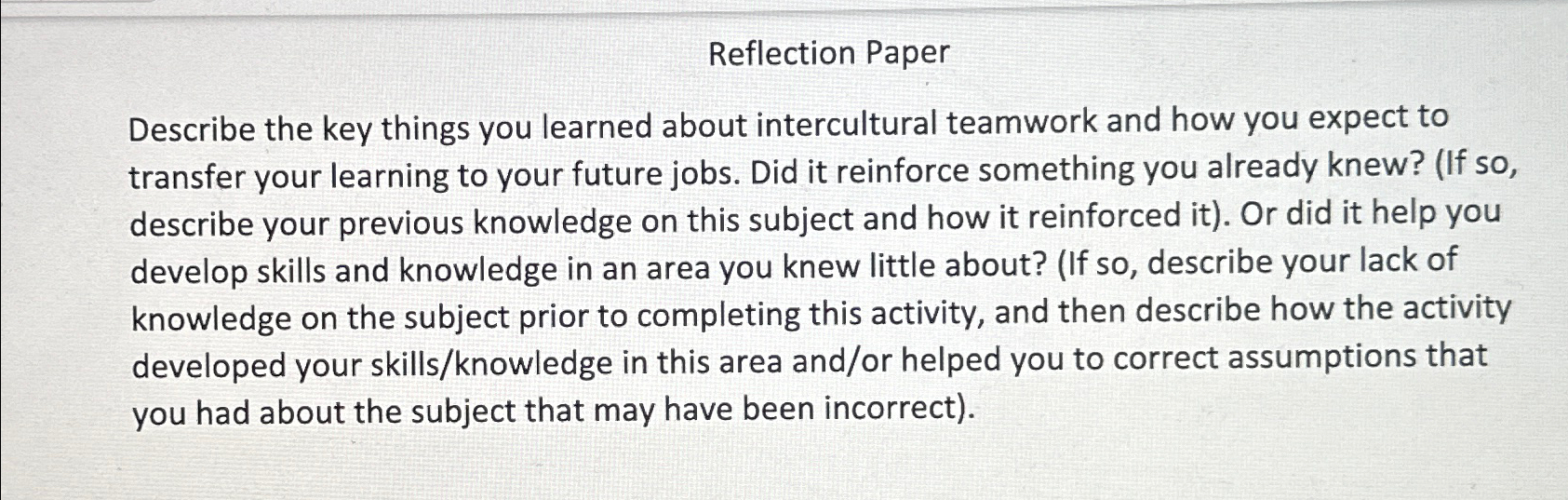 Solved Reflection PaperDescribe the key things you learned | Chegg.com