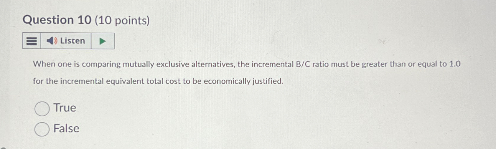Solved Question 10 (10 ﻿points)When one is comparing | Chegg.com