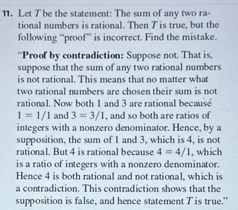 Solved Let T ﻿be the statement: The sum of any two rational | Chegg.com