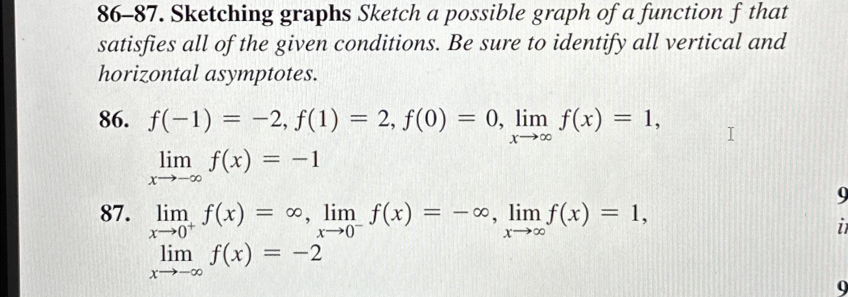 Solved 86-87. ﻿Sketching graphs Sketch a possible graph of a | Chegg.com