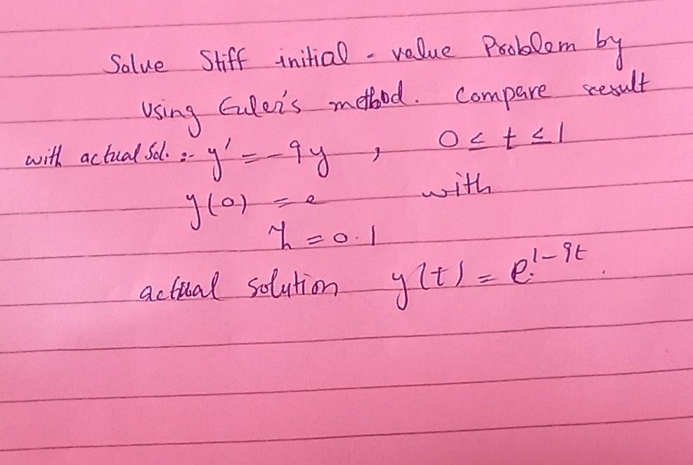 Solved Solve Stiff initial value Problem by using Galer's | Chegg.com