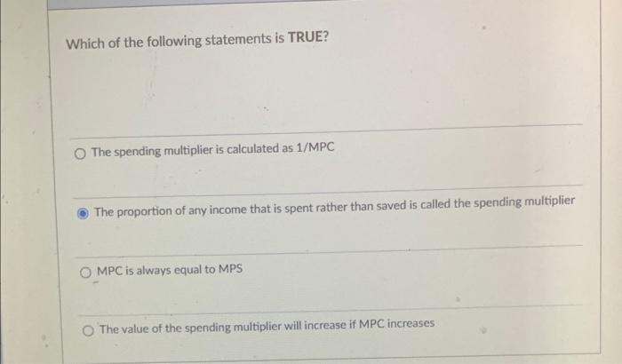 Solved Which of the following statements is TRUE? The | Chegg.com