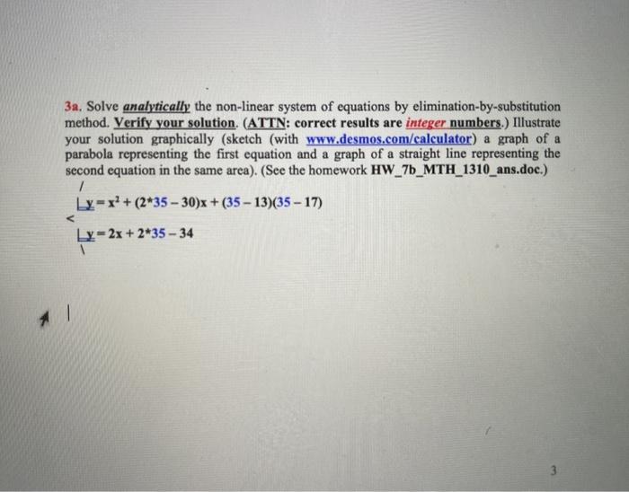 Solved 3a. Solve analytically the non-linear system of | Chegg.com