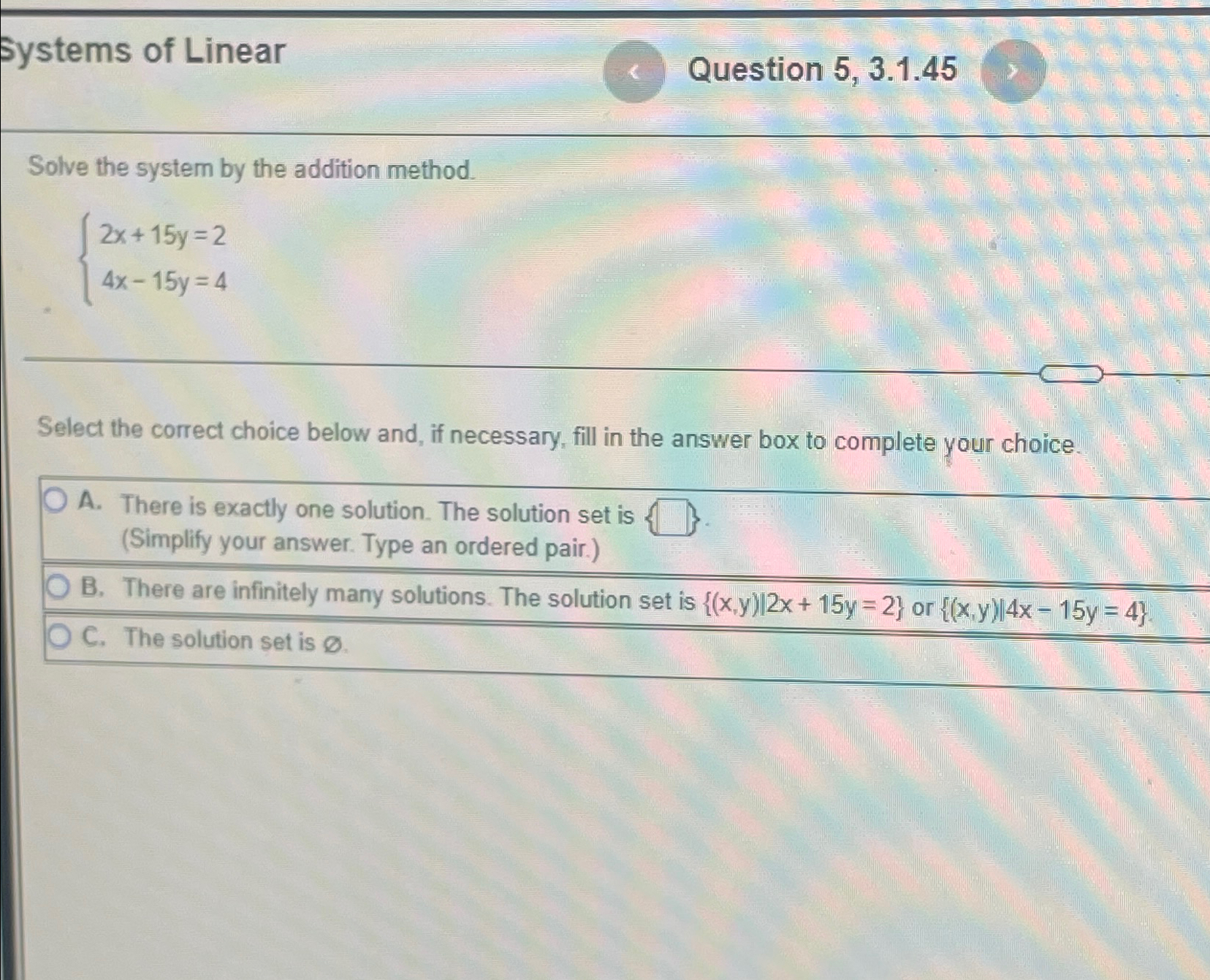 Solved Systems of LinearQuestion 5, 3.1.45Solve the system | Chegg.com