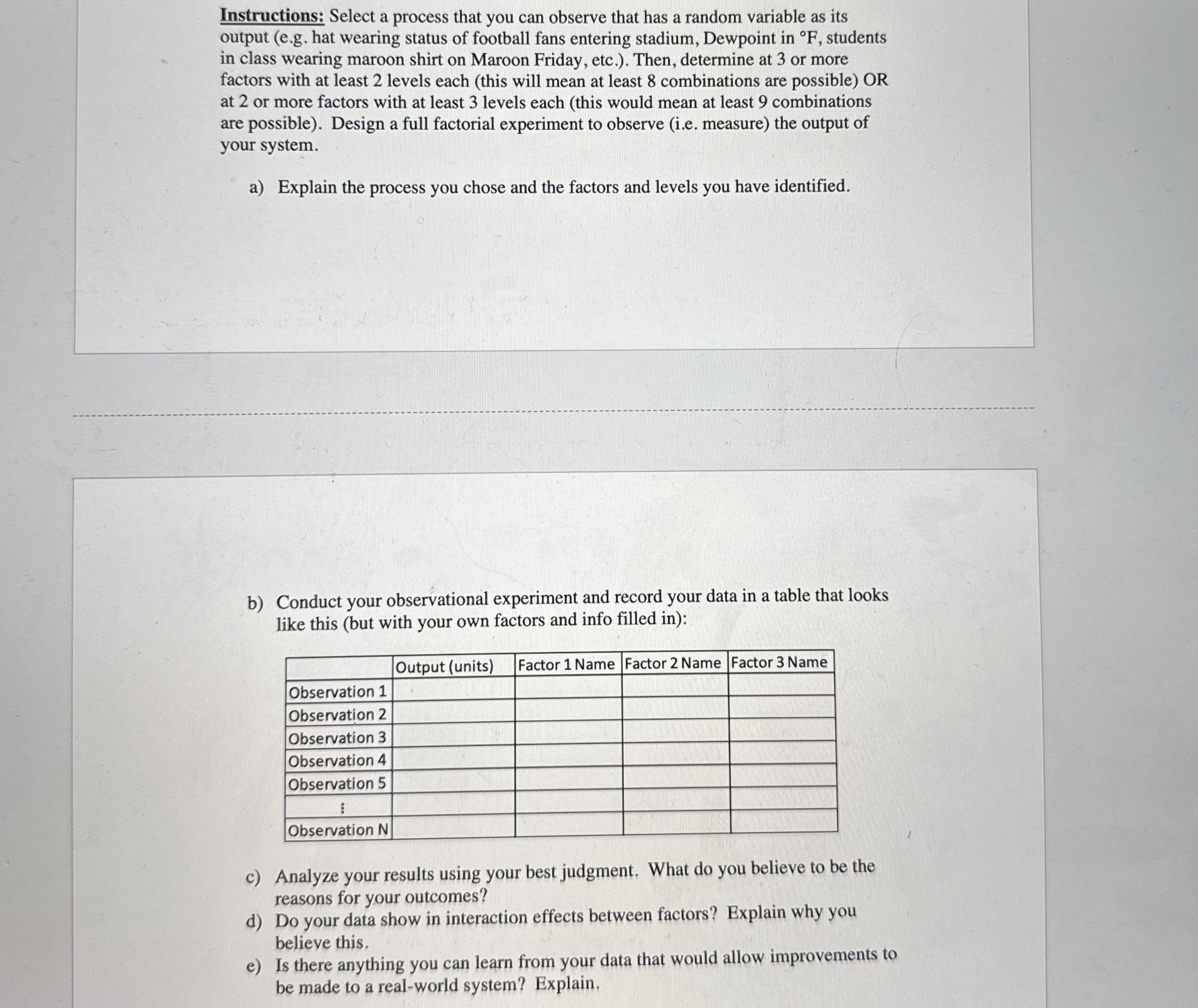 Solved Instructions: Select a process that you can observe | Chegg.com