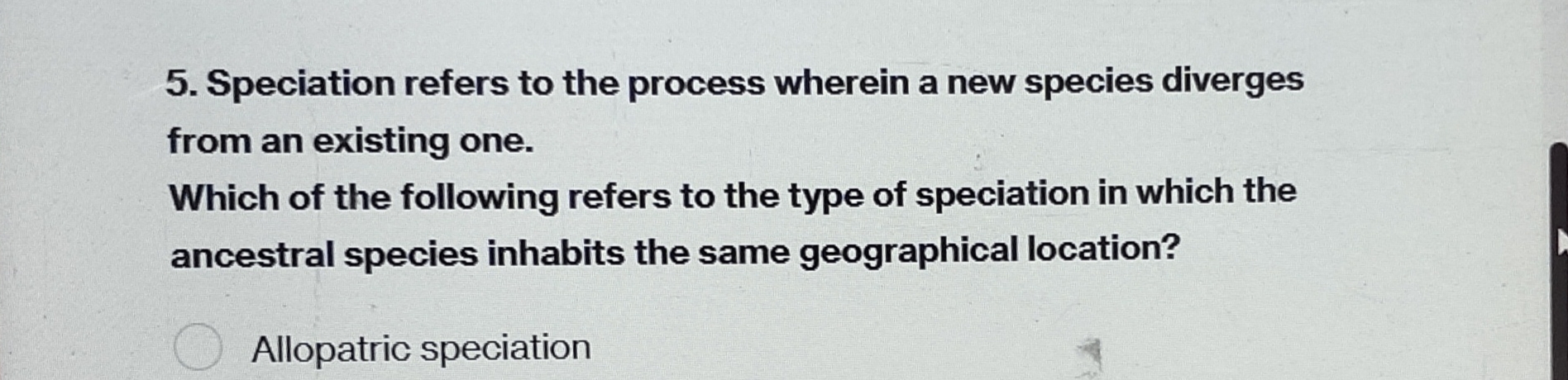 Solved Speciation refers to the process wherein a new | Chegg.com