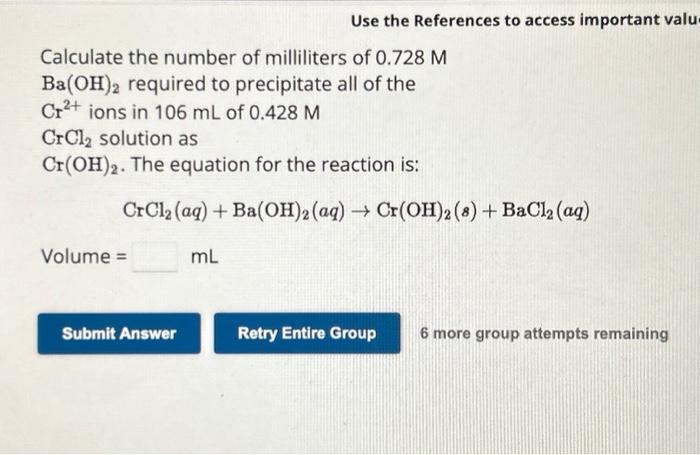 Solved Use the References to access important valu Calculate | Chegg.com