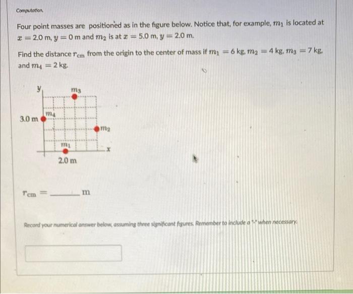 Solved Computation Four point masses are positioned as in | Chegg.com