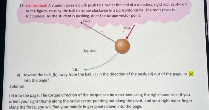 Solved 15. (conceptual) A student gives a quick push to a | Chegg.com