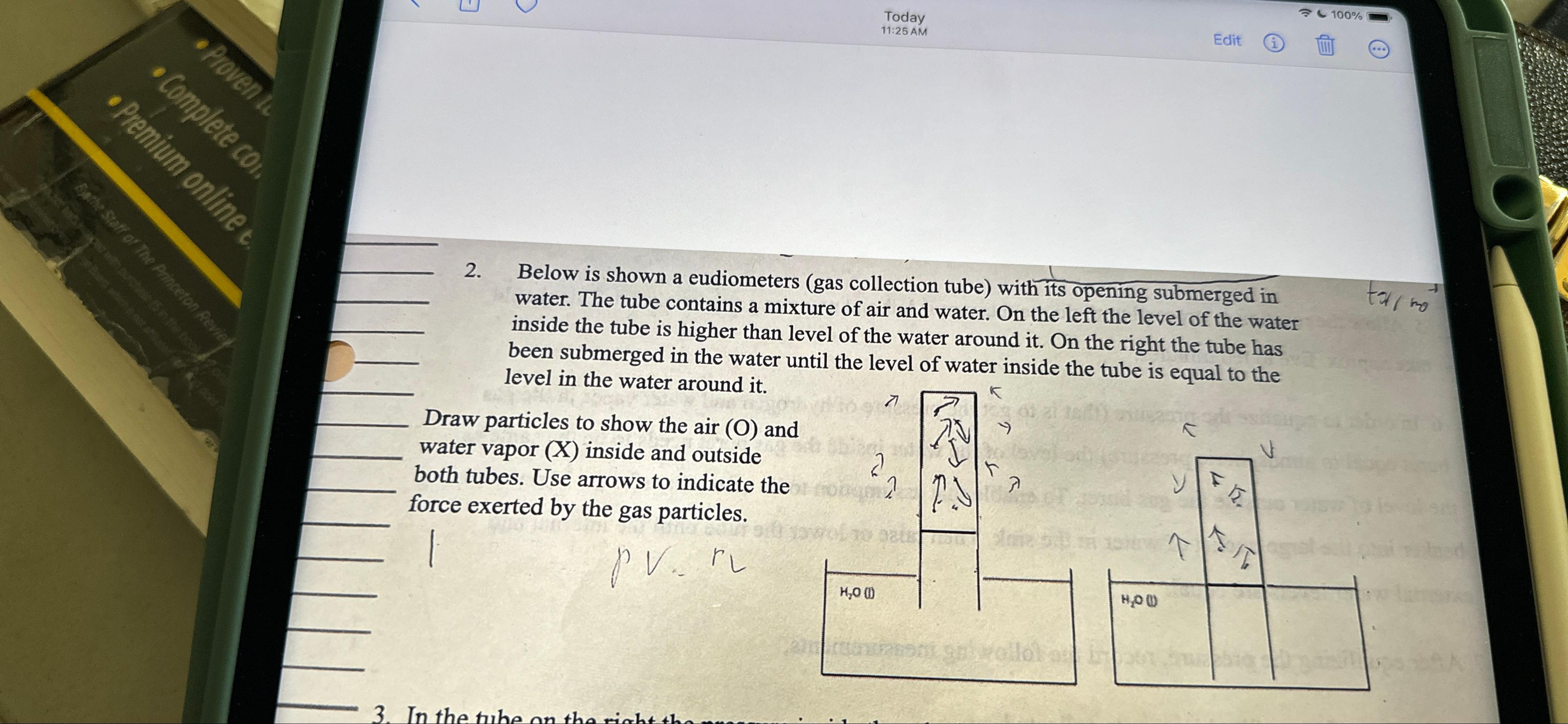 Solved Below is shown a eudiometers (gas collection tube) | Chegg.com