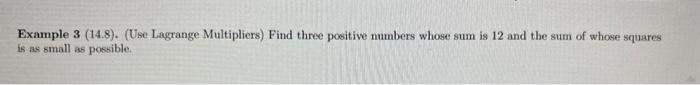 Solved Example 3 148 Use Lagrange Multipliers Find 