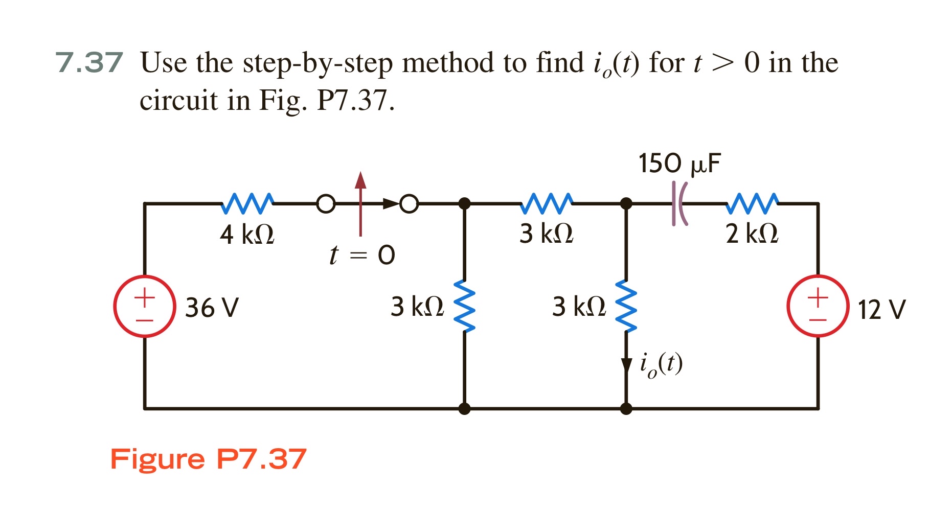 Solved 7.37 ﻿Use the step-by-step method to find io(t) ﻿for | Chegg.com