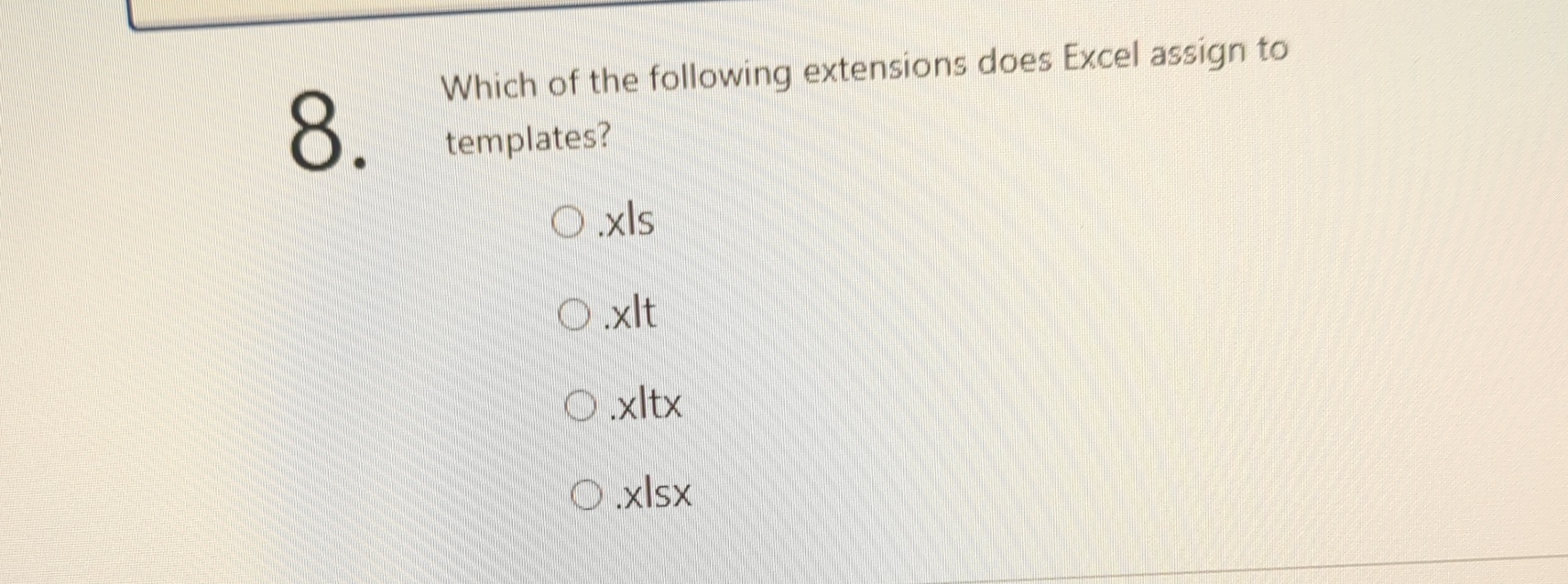 Solved Which of the following extensions does Excel assign | Chegg.com