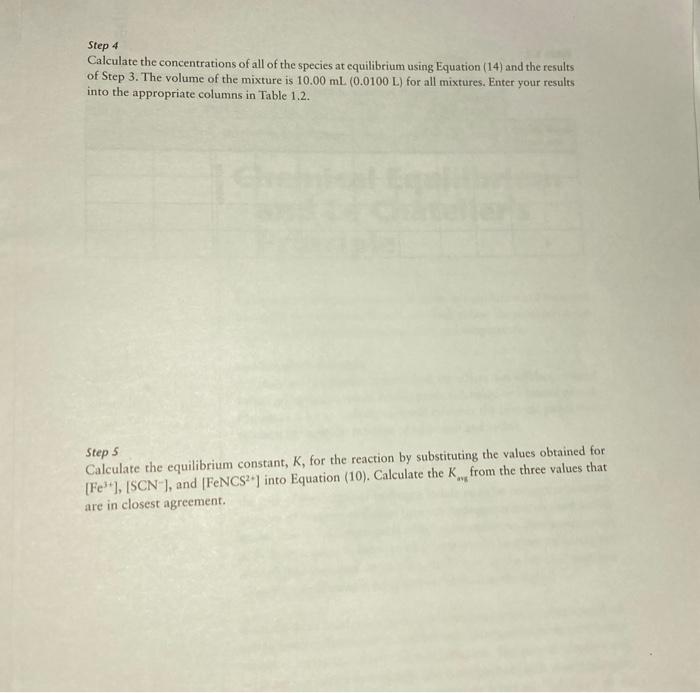 Solved Complete Table 1.1. The values for [FeNCS2+] are | Chegg.com