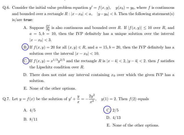 Solved Q.6. ﻿Consider the initial value problem equation | Chegg.com