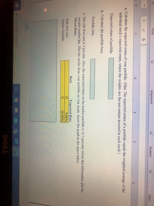 Solved Font Alignment Number Styles You own a portfolio | Chegg.com