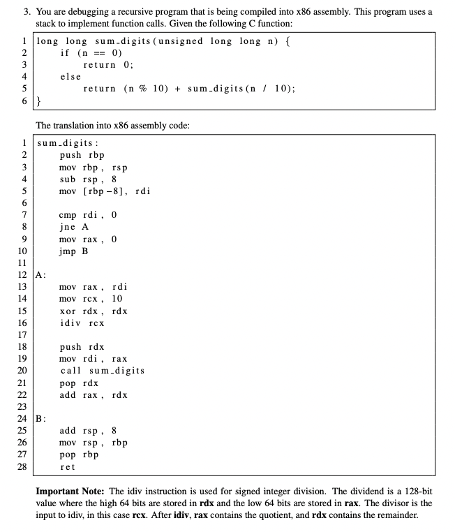 Solved 3. ﻿You are debugging a recursive program that is | Chegg.com