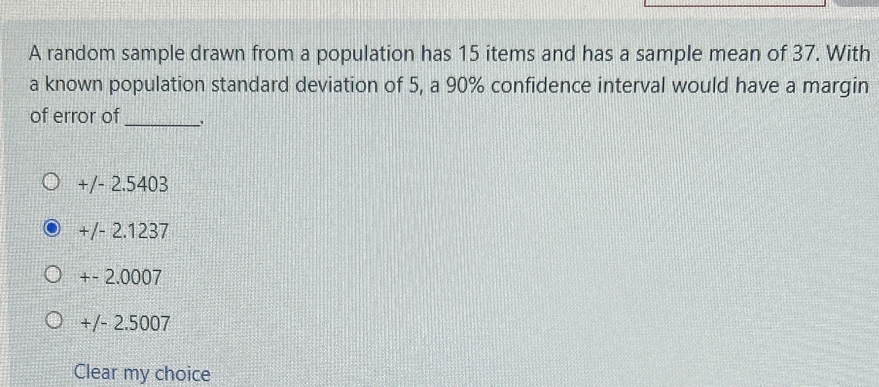 A random sample drawn from a population has 15 ﻿items | Chegg.com