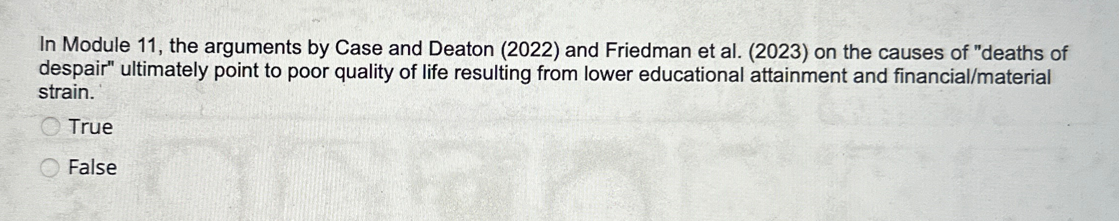 Solved In Module 11, ﻿the arguments by Case and Deaton | Chegg.com