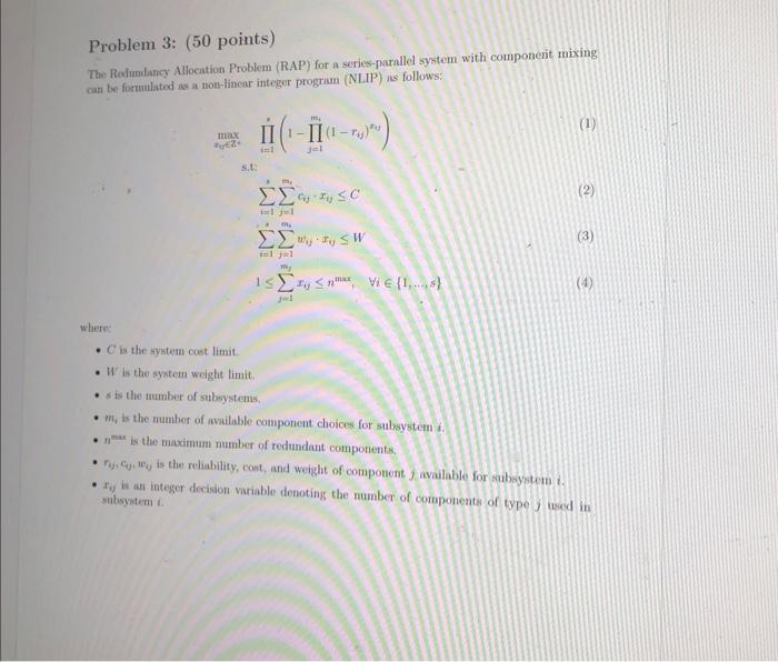 Solved Consider the RAP for a series-parallel system with | Chegg.com