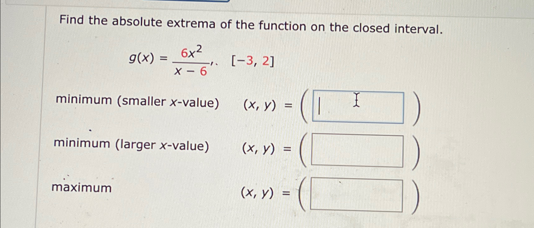 Solved Find the absolute extrema of the function on the | Chegg.com