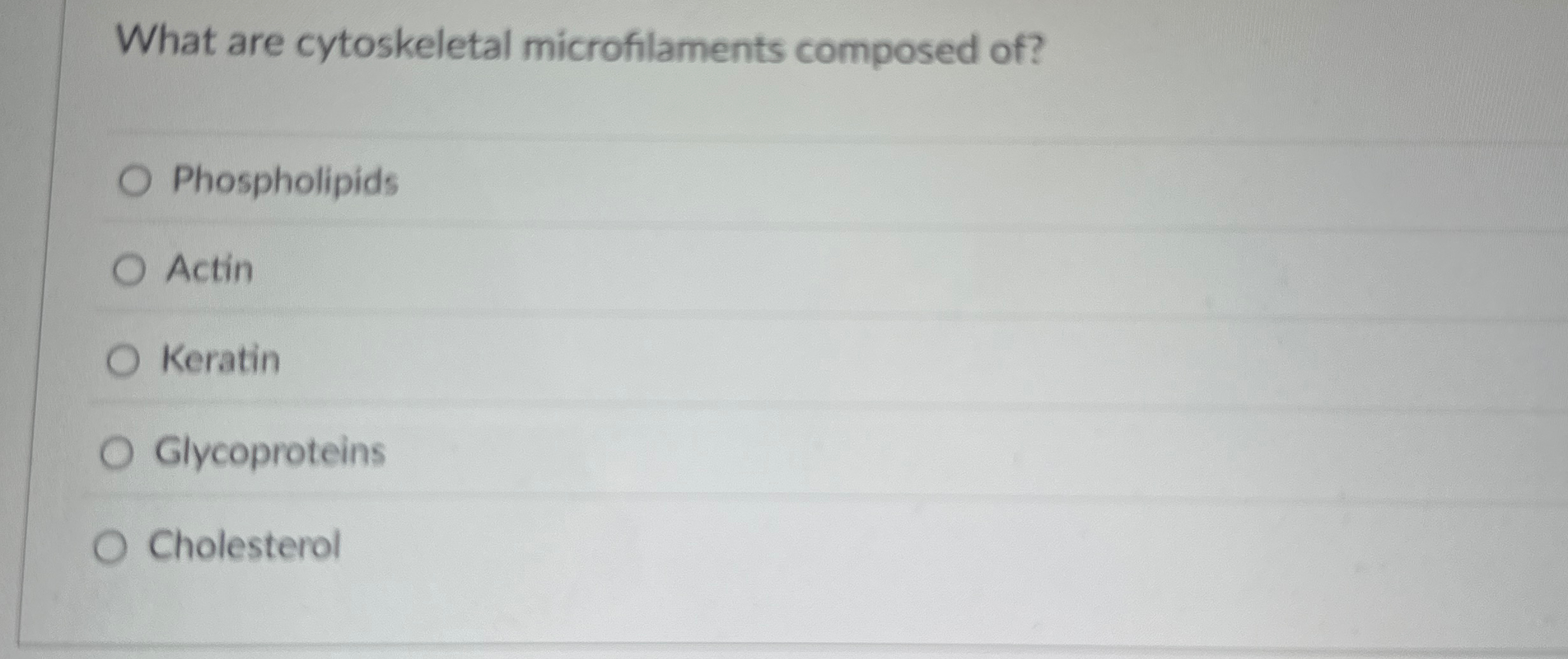 Solved What are cytoskeletal microfilaments composed | Chegg.com