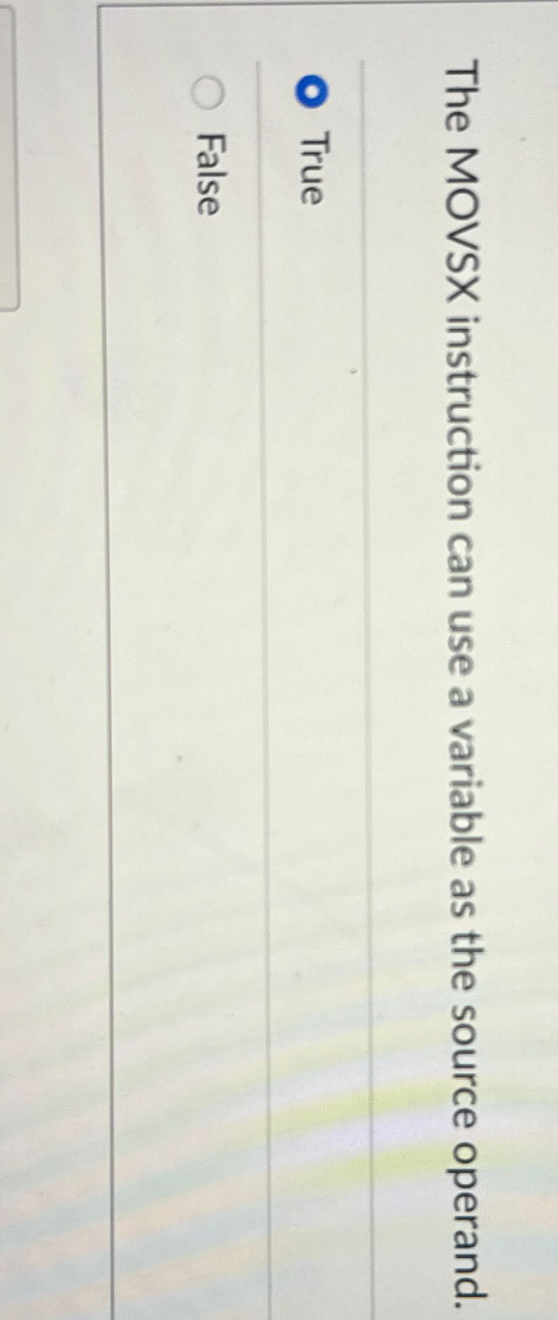 Solved The MOVSX instruction can use a variable as the | Chegg.com