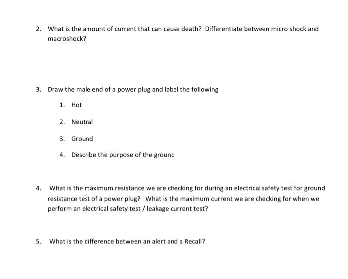 Solved 2. What is the amount of current that can cause | Chegg.com