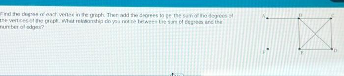 Solved Find the degree of each vertex in the graph. Then add | Chegg.com